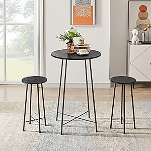 VECELO 23.6" Bar, Modern Bistro Pub Dining Room Furniture, Counter Height Wood Top for Breakfast Dinner Nap Conference, Easy Assembly, Round Table, Black