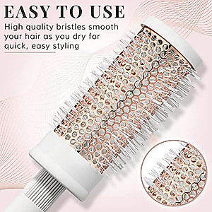 Round Brush Set for Women - Luxury Hair Brushes - Blowout Round Barrel Hairbrush for Blow Drying with Tail Comb by Lily England (White & Rose Gold)