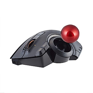 ELECOM EX-G Pro Trackball Mouse, Wired, Wireless, Bluetooth, Thumb Control, 8-Button Function, Ergonomic Design, Optical Gaming Sensor, Smooth Red Ball, Windows11, macOS (M-XPT1MRBK)