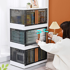 UrbanX Collapsible Storage Cabinet- Versatile and Easy to Assemble Storage Solution for Home and Office- Storage Bins With Lids/Plastic Storage/Stackable- 19 Gal Folding Storage Box- White- 2 pieces