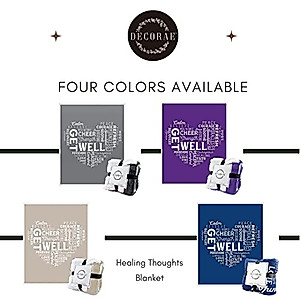 Decorae Healing Thoughts Blanket, Get Well Sherpa Fleece Throw, 5 x 4 Foot, Gray & White