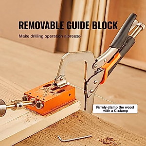 VEVOR 34 Pcs Pocket Hole Jig Kit, Adjustable Versatile Pocket Hole Jig with Toolbox,11" C-clamp, Fixture, Step Drills, Wrenches, Drill Stop Rings, Square Drive Bits-Gifts for Him