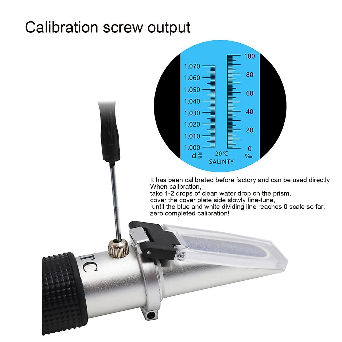 LOXGO Handheld Salinity Refractometer For Aquarium 0 To Salinometer Portable SeaWater Concentration Tester Meter ATC Handheld Salinity Refractometer