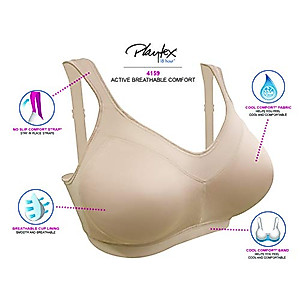 PLAYTEX Womens 18 Hour Wireless Seamless Full-coverage T-shirt With Smoothing Support, Us4159 Bras, Real Black, 38DD US