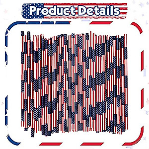 ALINK Red White Blue Patriotic Paper Straws, 100 American Flag Design Straws for Memorial Day /4th of July, Super Bowl, USA Themed Party