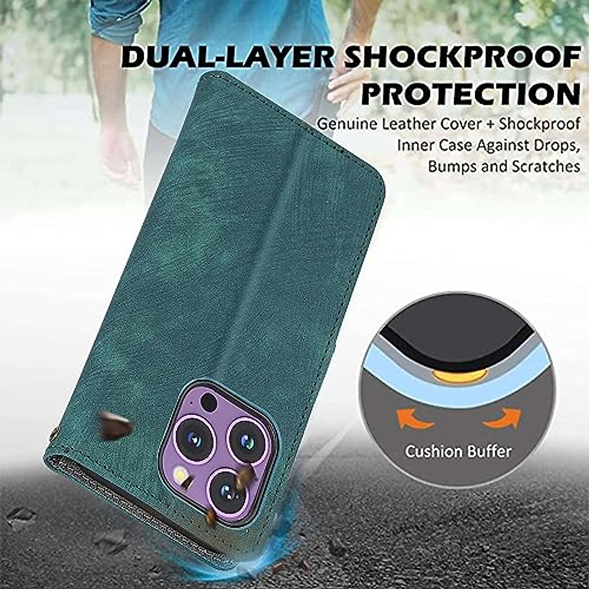 Case Compatible with Infinix Note 11 X663 X663B,Case with Card Slot.Wallet Design,RFID Protection.Standable Flip Case Green