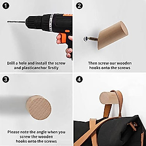 8 Pack Wall Hooks, POZEAN Wood Hooks for Hanging with 8 Screws, Coat Hooks Hat Hanger for Hanging Coat, Scarf, Bag, Towel, Clothes, Hat and More