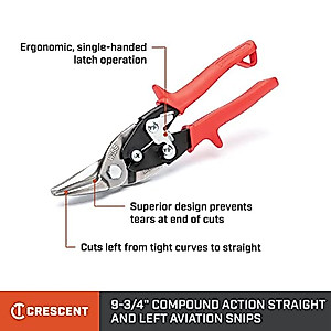 Crescent Wiss 9-3/4" MetalMaster® Compound Action Straight and Left Aviation Snips - M1R