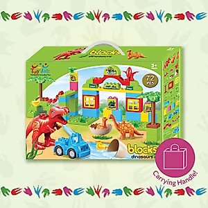 ToyVelt Dinosaur Blocks Toy 72 Piece Jurassic Era, Children's Dinosaur Blocks, Dinosaur Blocks for Kids 3-5, Dino Building Blocks, Dinosaur Building Blocks, for Boys&Girls 3-12 Years Old