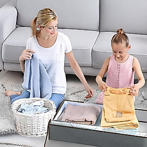 MoEnergy 90L Under Bed Storage Containers, Closet Organizers and Storage Bins, Foldable Underbed Storage Bags for Blankets, Towels, Comforter, Sweaters, Linen Sheets, Wrapping Paper (Brown, 4 Pack)