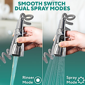 Heavy-Duty Faucet Sprayer Attachment - Leak-Proof Sink Hose Sprayer w/ 5 Adapters & Diverter Valve - 79” Recoil Hose with 2 Spray Modes - Ideal for Kitchen, Tub, Bathroom, Garden, Pets