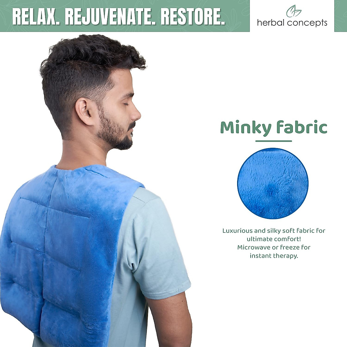 Herbal Concepts Aromatherapy Vest Shaped Microwaveable Wrap Made of Organic Flaxseed, Peppermint, & Lemon Grass for Back | Back Pack Relieves Stress & Pain | Available in Lavender