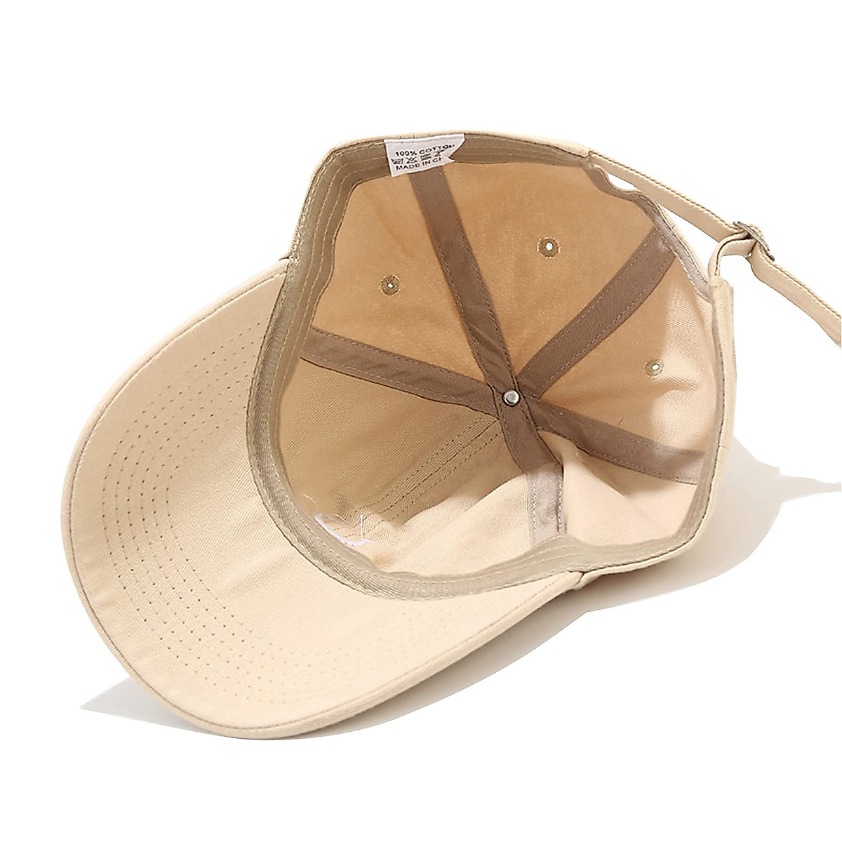 Umeepar Smile Face Baseball Cap for Women Men Adjustable Low Profile Unstructured Cotton Dad Hat (Beige)