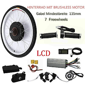 26" Electric Bicycle Rear Wheel E-Bike Conversion Kit 48V 1000W Bicycle Cycle E-Bike Powerful Hub Motor Kit LCD with Intelligent Controller and PAS System for Road Bike (26'' 48V 1000W with LCD)