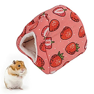 Warm Small Pet Bed, Hamster Cage Pink Windproof for Hamster for Guinea Pig(Small Code)