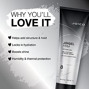 JoiGel Firm Styling Gel | For Most Hair Types | Add Body and Volume | Lock In Moisture & Boost Shine | Thermal Heat & Humidity Protection | Protect Against Pollution | 8.5 Fl Oz