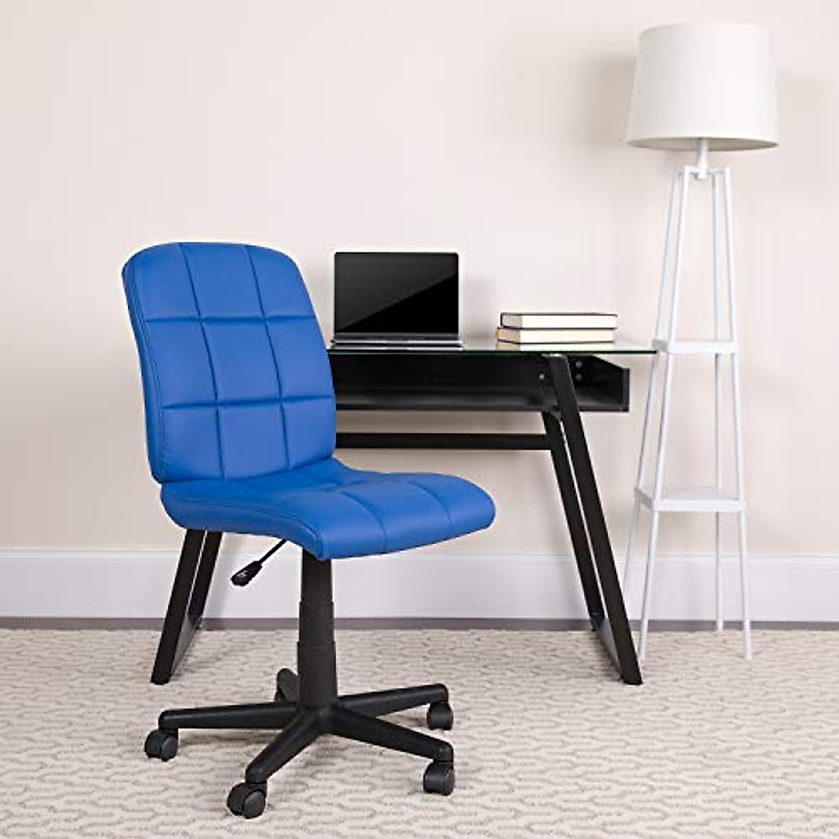 Flash Furniture Mid-Back Blue Quilted Vinyl Swivel Task Office Chair