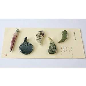 Kyo-yaki. Set of 5 Japanese chopstick spoon rest vegetable of kyoto. Paper box. Ceramic.
