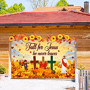 Tiamon Halloween Trunk or Treat Car Decoration Kit, Fall for Jesus Backdrop Thanksgiving Archway Garage Decorations Christian Bible Religions Banner Autumn Harvest Fall Car Decor Supplies