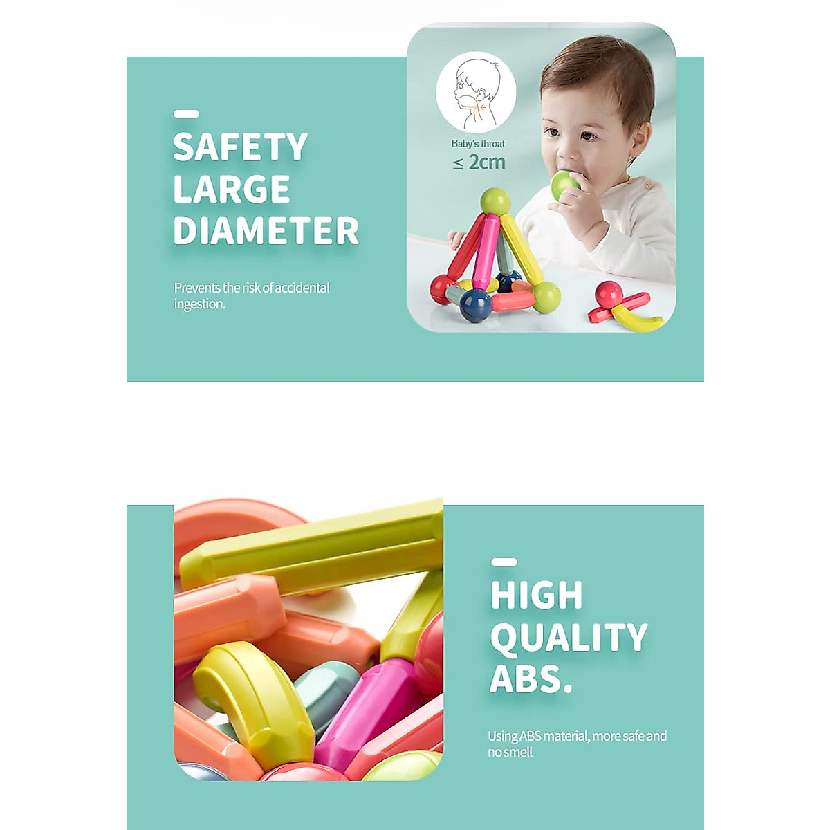 Jofarstep Magnetic Balls and Rods Set, Magnetic Building Set, Magnetic Balls and Sticks - Featuring Safe, Extra-Strong, Montessori Toys STEM Stacking Toys for Boys & Girls 3+ (42 PCS)