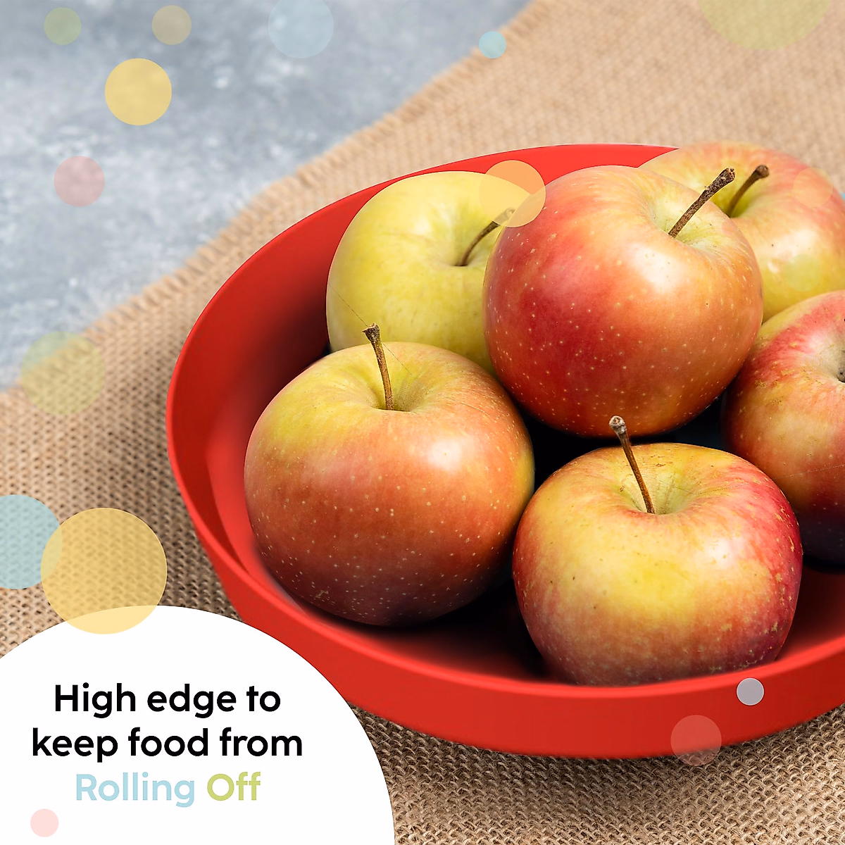 PLASKIDY Kids Plates Set of 6 Toddler Plates - Childrens Reusable Plastic Plates BPA Free - Microwave/Dishwasher Safe Plastic Dinner Plates for Kids & Toddlers