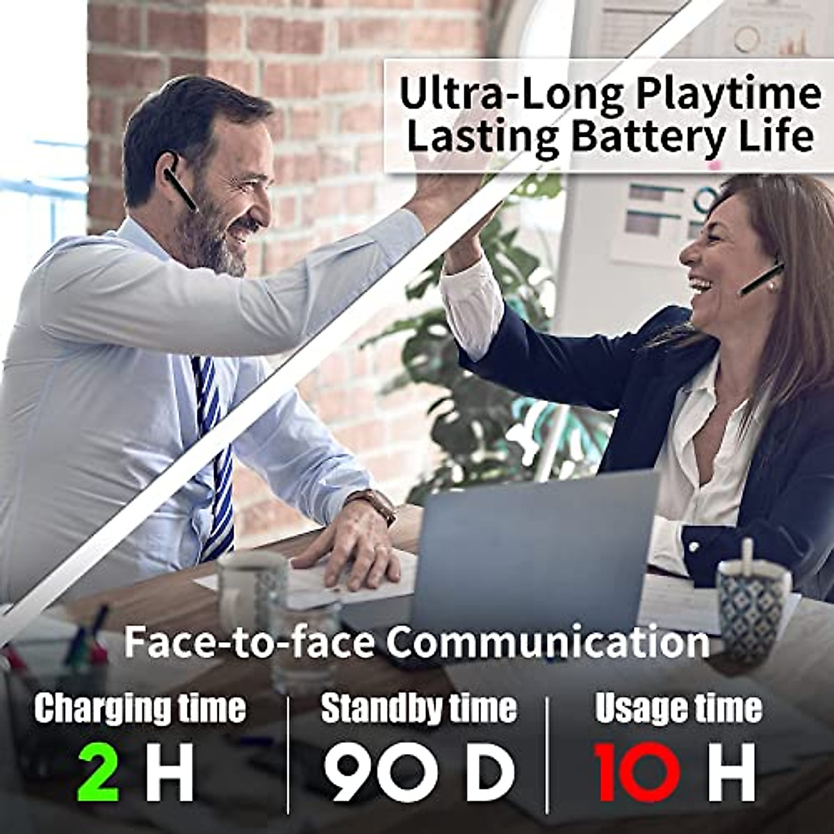 Mosonnytee Bluetooth earpiece Wireless Bluetooth earpiece for Cell Phone handsfree with Microphone 7-Hrs usageone, Single on Ear Headphones Trucker Bluetooth Phone earpiece Both Ear use (Blue)