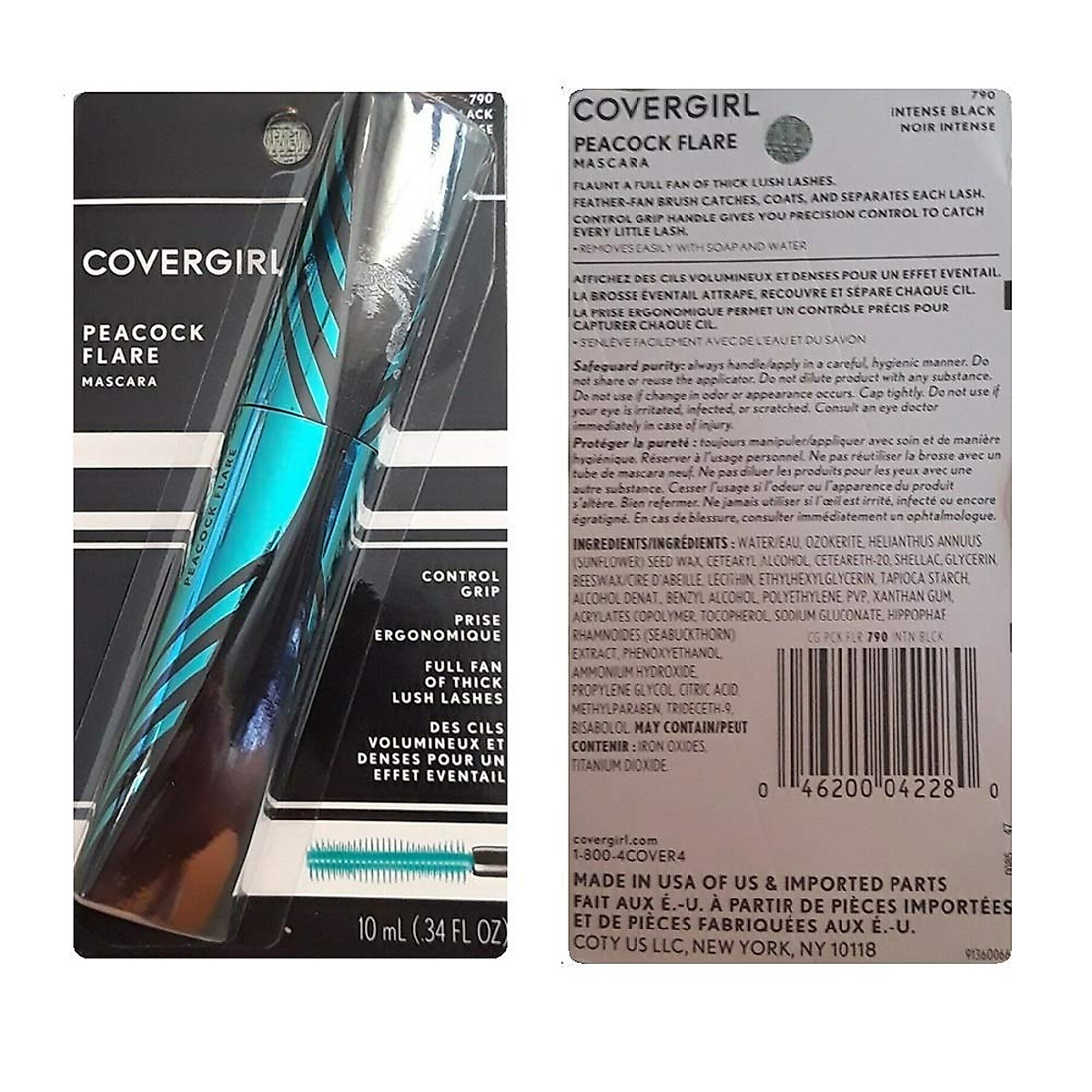 Pack of 2 CoverGirl Peacock Flare Mascara, Intense Black 7902
