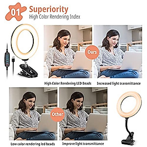 Eicaus Lighting for Video Recording, Selfie Ringlight with Clip for Computer, Conference Lighting for Zoom Meeting, LED Video Light for Webcam, Laptop