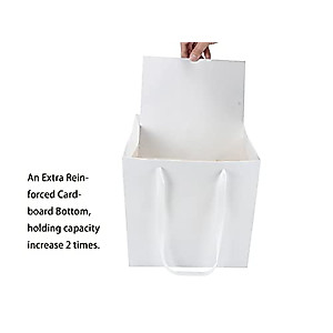 HUAPRINT White Paper Bags with Handles,Gift Bags Bulk 12 Pack,10x10x10inch Large Square Size,Paper Shopping Bags, Kraft, Party, Favor, Birthday,Goody, Take-Out, Merchandise, Retail Bags