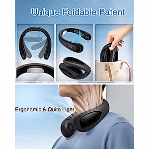 GAITIR Neck Air Conditioner, 5000mAh Portable Neck Fan with Semiconductor Cooling Airflow Bladeless USB Rechargeable 3 Speed Personal Fan
