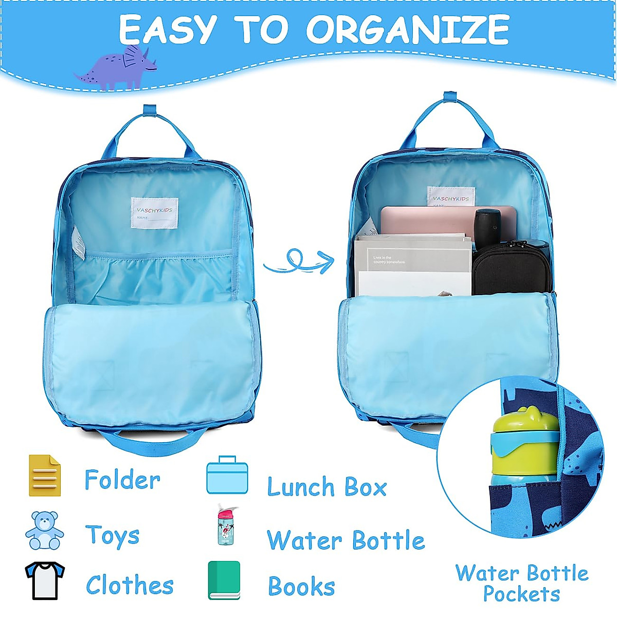 VASCHY Boys' Daypack Backpacks, Deep Blue