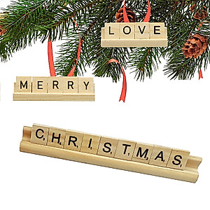 Yuanhe Scrabble Letter Tile Holders - Wooden Scrabble Rack Tray Set of 8, for Crafts and Game Stands