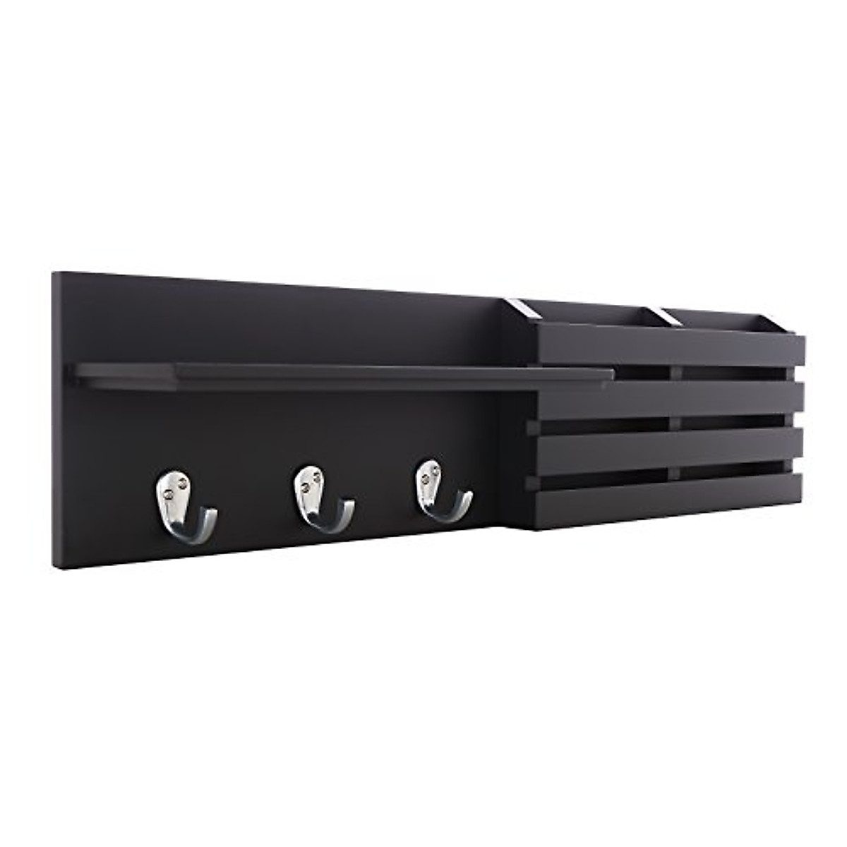 kieragrace KG Sydney Wall Shelf and Mail Holder with 3 Hooks - Black, 24"