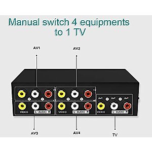 MT-ViKI 8 Way AV RCA Switch, 8 in 1 out Composite Video L/R Audio Switcher Selector Box for DVD Player, SNES, N64, PS2/3 Game Consoles
