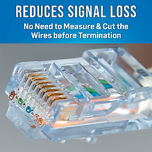 Jonard Tools RJ45-6100 CAT6A RJ45 Pass-Through Connectors for Network Cables (Pack of 100)