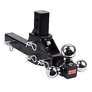REYSUN Adjustable Trailer Hitch 864193 Tri Ball Mount, Chrome Trailer Ball Hitch with Solid Shank, 5-3/4" Drop Hitch Receiver…