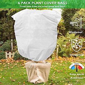 6 Pack Plant Covers Frost Protection Bag Winter Drawstring Plant Covers ...