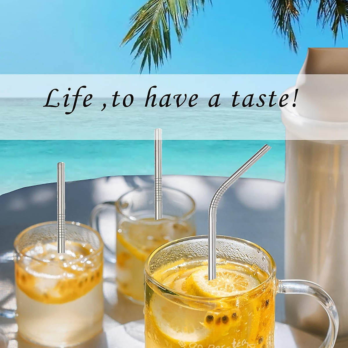 12-Pack Reusable Straws - Metal Straws Dishwasher Safe - Drinking Stainless Steel Straws for 20 oz and 12 oz Tumblers - 2 Cleaning Brushes Included