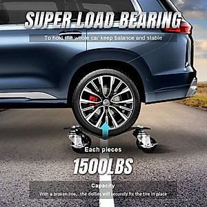 BIG RED Wheel Dolly: Tire Stake with Brakes and Vehicle Tire Dolly Cart with (4) Wheels for Moving Cars and Repair, 3000 lbs Capacity, 2 Pack