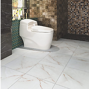 FunStick 30 Pack Grey Vinyl Flooring Peel and Stick Floor Tiles 12x12 Inch Pink Marble Waterproof for Bathroom and Kitchen