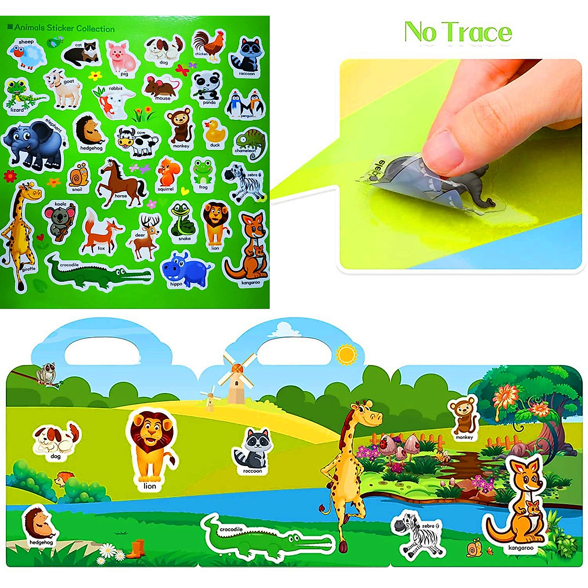 Sticker Books for Kids 2-4, Reusable Sticker Books for Toddlers 1-3 Farm, Ocean and Animals Theme Activity Books Stickers for Girls Boys Preschool Education Learning Toys Birthday Gift