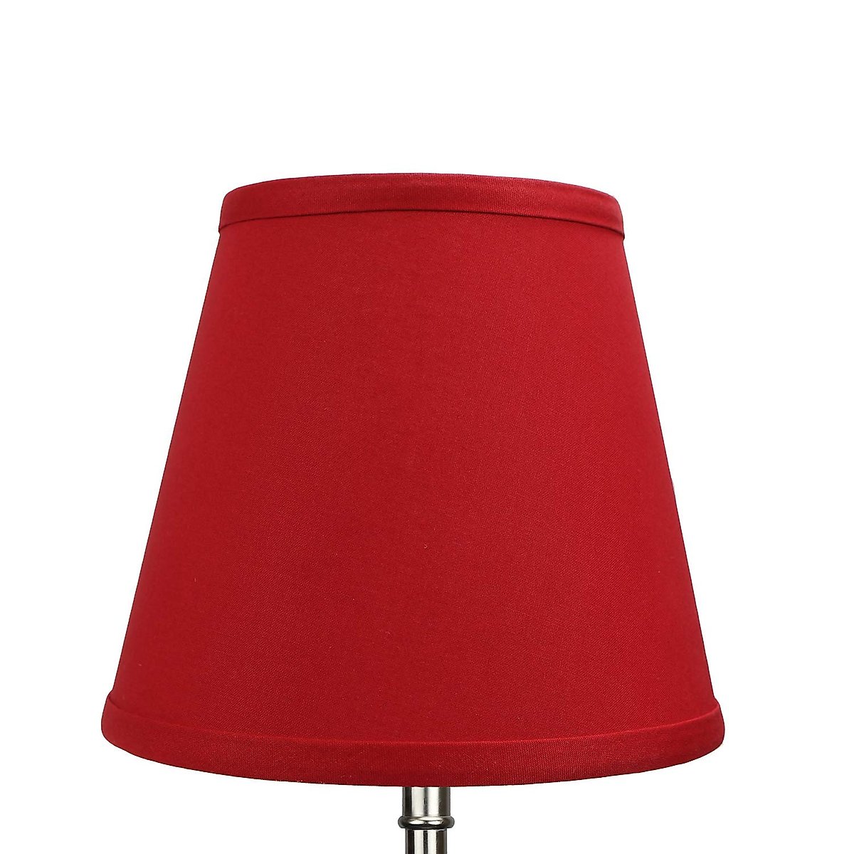FenchelShades.com 5" Top by 8" Bottom by 7" Slant Height Fabric Barrel Lampshade Double Clip-On Attachment (Rich Red)