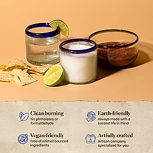 Paddywax Candles La Playa Collection, Naturally Scented Candle, 9 Ounces, Cobalt Rim - Salted Blue Agave