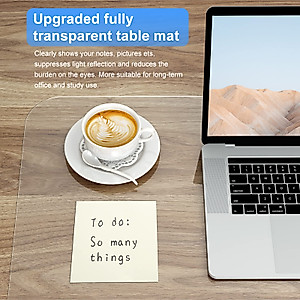 NATRKE Clear Desk Mat Pad, 32"x16" Large Transparent Desk Protector Mat Plastic Desk Mat, 1.5mm PVC Waterproof Non-Slip Clear for Desktop Home Office