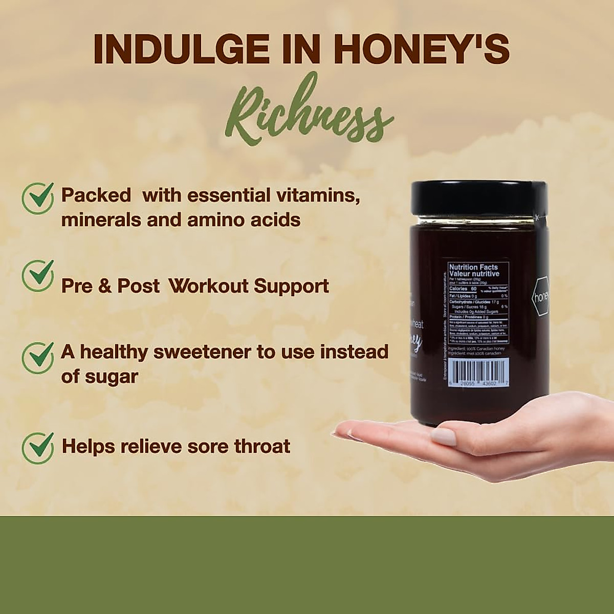 OneRoot Raw Buckwheat Honey - 500g/17.6oz, Unheated, Unfiltered and Unprocessed Natural Dark Honey, Rich in Antioxidants Pure Buckwheat Honey