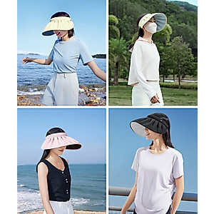 BENEUNDER Visor Hats for Women UPF50+ UV Protection, Adjustable Foldable Wide Brim Sun Hats, Lightweight for Summer Travel (24 Black)