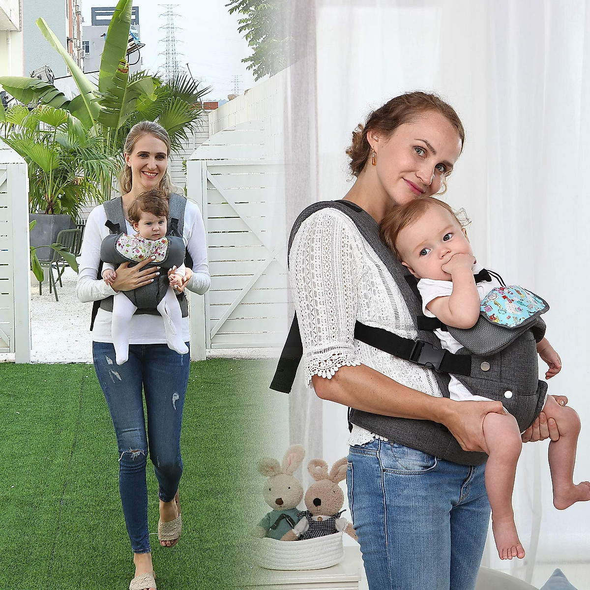 Baby Carrier, Convertible Soft Baby Wrap Carrier Ergonomic 4-in-1 with Breathable Air Mesh and All Adjustable Buckles for Newborn to Toddler