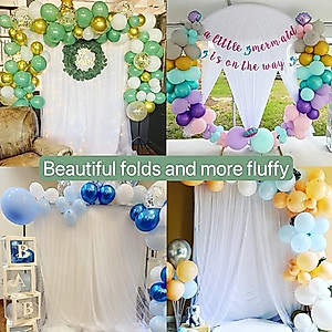 Chiffon Double White Background Curtain Background Tulle Curtain Baby Shower, Wedding, Engagement Party Birthday Photography Home Decor