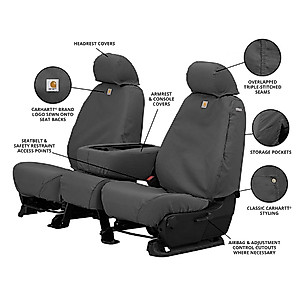 Covercraft Carhartt SeatSaver Custom Seat Covers | SSC3443CAGY | 1st Row 40/20/40 Bench Seat | Compatible with Select Ford F-150 Models, Gravel