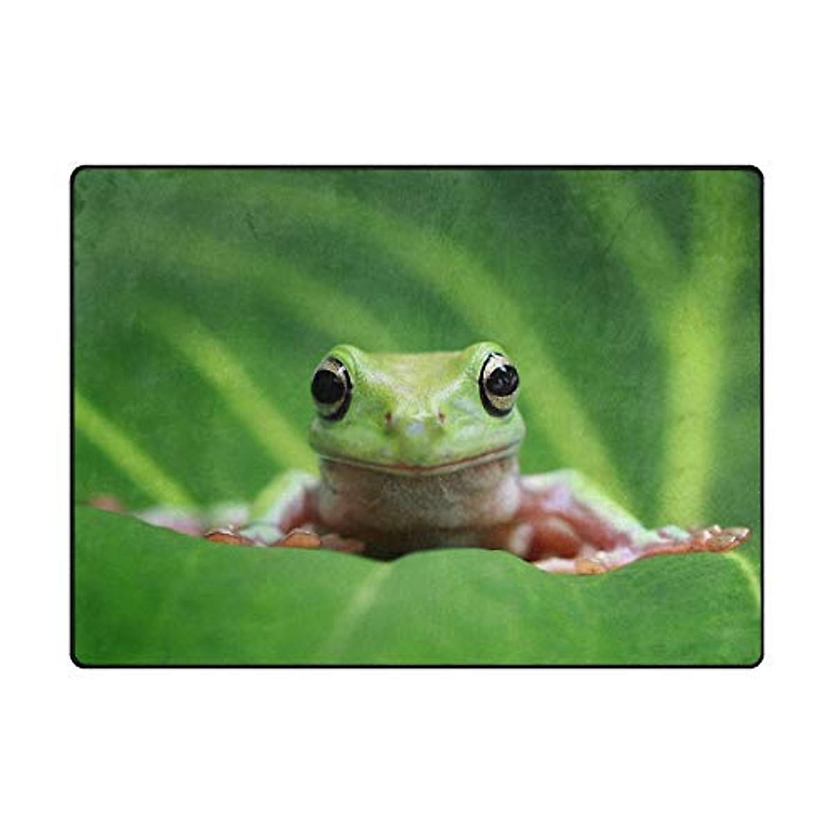 ALAZA Green Leaf Frog Non Slip Area Rug 5' x 7' for Living Dinning Room Bedroom Kitchen Hallway Office Modern Home Decorative